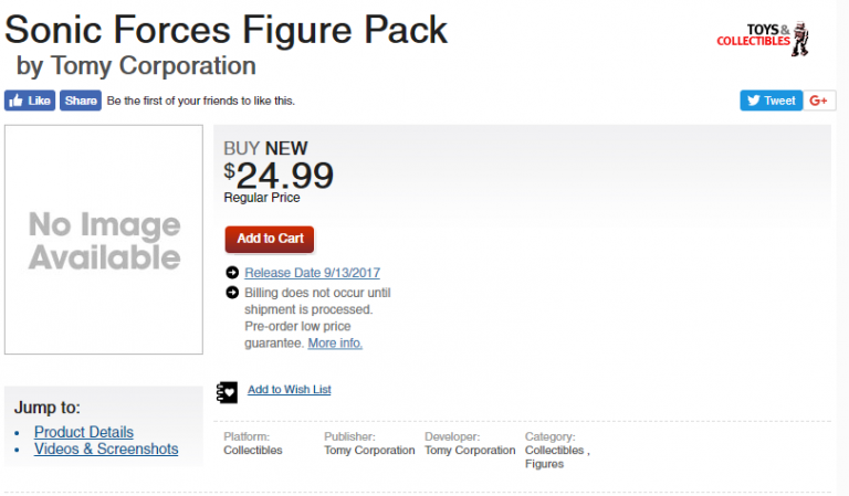 GameStop lists Sonic Forces Figure Pack by Tomy Corporation » SEGAbits ...